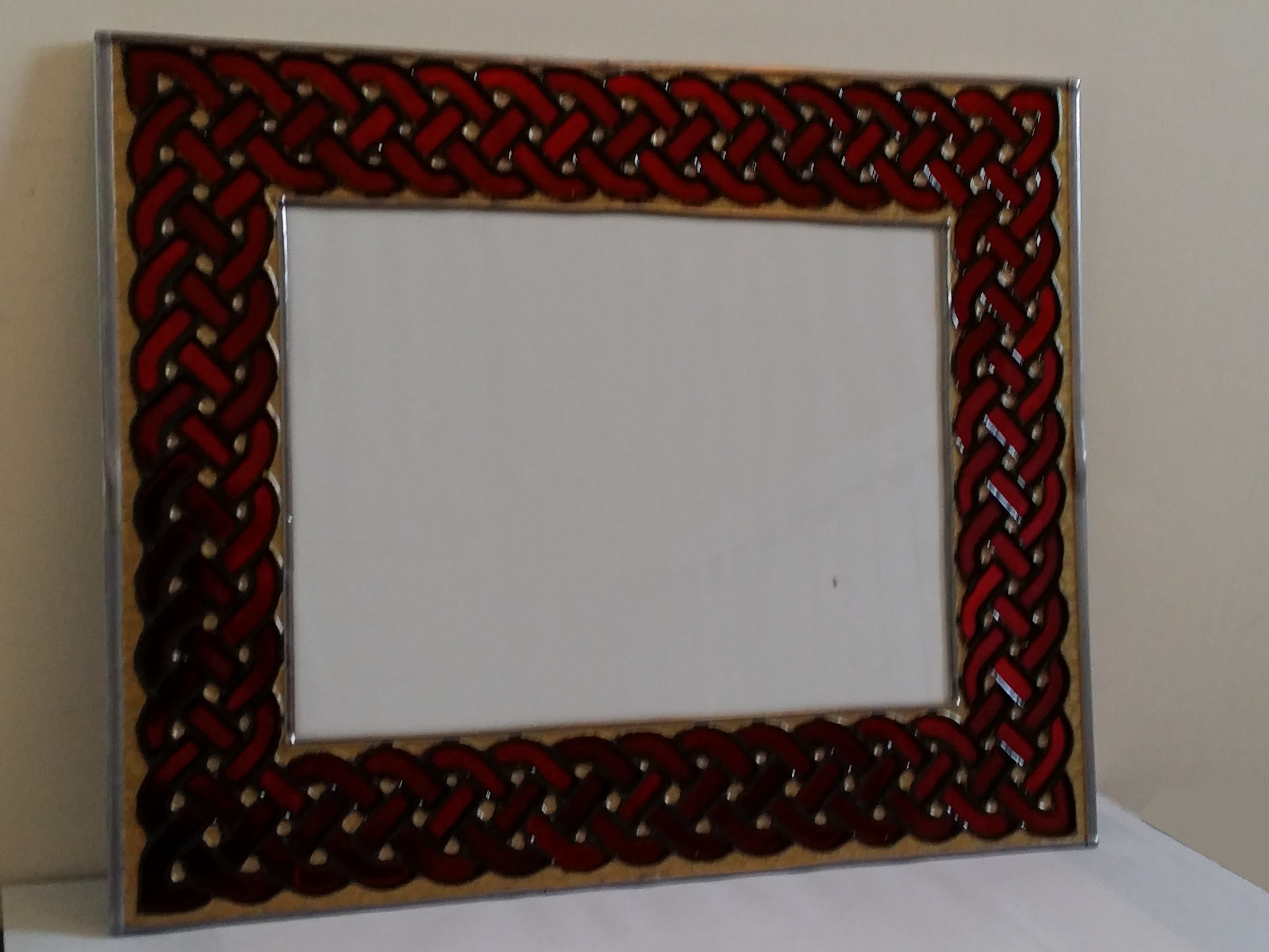 Glass Painted Celtic Picture Frame.